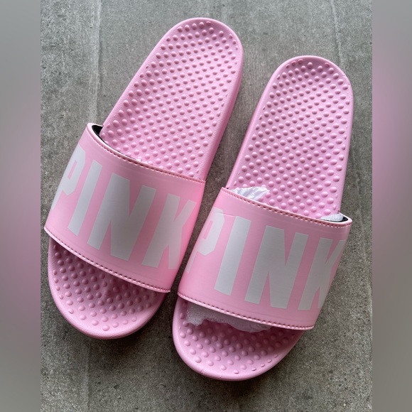PINK Victoria's Secret | Shoes | New Small Vs Pink Slides In Pink Daisy ...